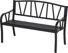 Outsunny Černá Voděodolná Metalová Zahradní Lavice, Venkovní Železná Lavice pro Dva, 128x56x86cm | Aosom