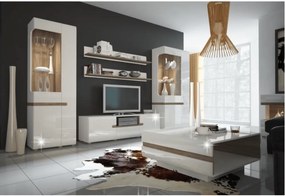 Komoda, bílá extra vysoký lesk HG/dub sonoma truflový, LYNATET 40