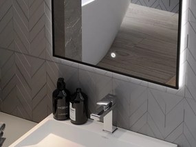 Mexen Erma, LED koupelnové zrcadlo s podsvícením a černým rámem 100x80 cm, 6000K, ochrana proti zamlžování, 9814-100-080-611-70