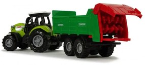 115408 Daffi Traktor s vyklápěcí vlečkou a drtičem - Zelený, 23cm