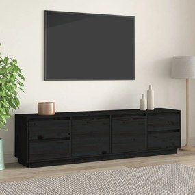 TV skříňka černá 176x37x47,5 cm masivní borové dřevo