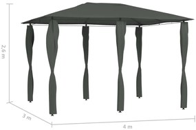 vidaXL Marketos Altán s krytými sloupky 3 x 4 x 2,6 m antracitový 160 g/m²