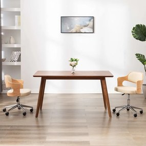 vidaXL Otočná kancelářská židle ohýbané dřevo a textil [3054849] Barva: Šedá