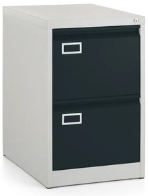 Kovová kartotéka A4 - 2 zásuvky, 45,5 x 62 x 71,5 cm, cylindrický zámek, antracitová - ral 7016