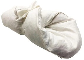 Luxusní lněná novorozenecká péřová rychlozavinovačka s paspulkou- 100% len - White Milk 75x75cm