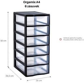 SUNDIS Úložný box s 6 zásuvkami, antracit, OFFICEMIX