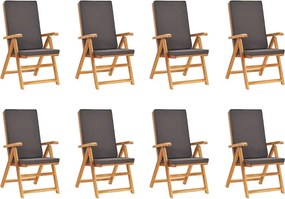 9dílný zahradní jídelní set s poduškami masivní teak šedý 3059556
