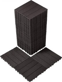 zámkové palubkové dlaždice 36 Kusů 30,5 × 30,5 cm vodotěsné pro verandu tmavě hnědá