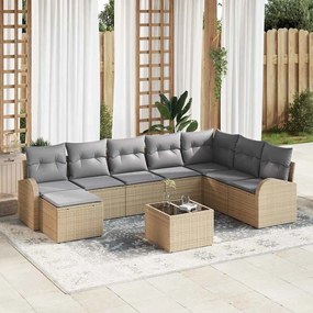 Set pohovek 9 ks Beige a světle šedá polyratan 3354839