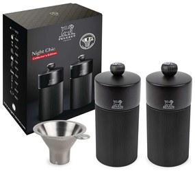 Peugeot Set mlýnků na sůl a pepř Line carbon, 12 cm + trychtýřek na koření 43285