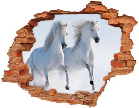 Wallmuralia Díra 3D fototapeta na stěnu Dva koně ve sněhu 90x70 cm