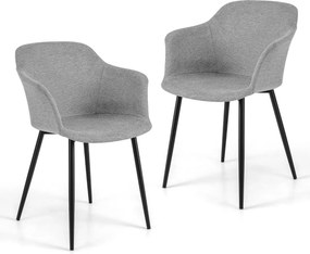 Costway Sada 2 jídelních židlí čalouněné židle s ergonomickým opěradlem šedo