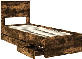 Rám postele s čelo Kouřový dub 75 x 190 cm Inženýrské dřevo 3410760