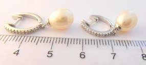 Stříbrné visací náušnice s pravými kultivovanými perlami a zirkonyPAVONA 21002.1