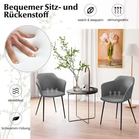 Costway Sada 2 jídelních židlí čalouněné židle s ergonomickým opěradlem šedé