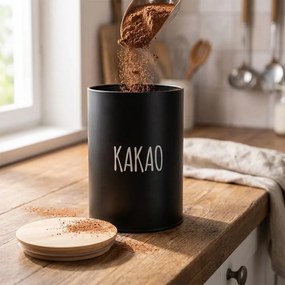 Orion Dóza na potraviny, plechová, černá, s bambusovým víkem, 1,3l,  KAKAO