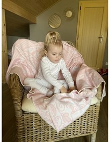 Wooline Bavlněná dětská deka růžová se sovičkou