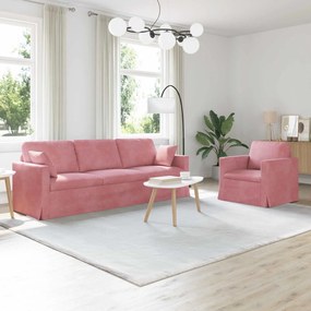 Set pohovek 2 ks Růžová samet 3407629