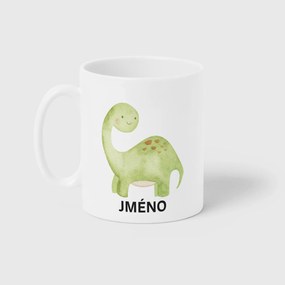 Domovi Bílý keramický hrníček s vlastním jménem Brontosaurus 330ml