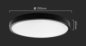 LED Solution Černé přisazené LED svítidlo Plano kulaté 295mm 18W IP44 s pohybovým MW čidlem a DO 76691