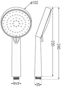 Mexen příslušenství - hlavice ruční sprchy R75 Circle, 3-funkce, chrom, 79575-02