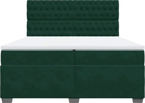 Box spring postel s matrací tmavě zelená 200x200 cm samet 3291011