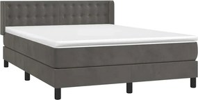 Box spring postel s matrací tmavě šedý 140 x 190 cm samet 3131196
