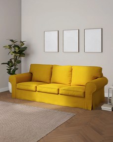 Potah na pohovku IKEA  Ektorp 3-místná, rozkládací STARÝ MODEL PIXBO barva žlutá látka pletený vzor