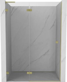 Mexen, Mexen Lunar L levé otočné sprchové dveře 130 cm, transparentní, broušené zlaté - 834L-130-000-55-00-L