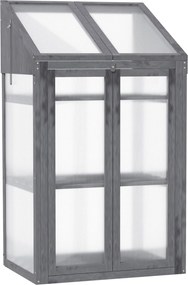 Outsunny Dřevěný Mini Skleník 70 x 50 x 120 cm, Skleník s Krytem, Okno, Dvojité Dveře, Světlo-Propouštějící Studený Rám se 3 Policemi, Zimní Ochranný