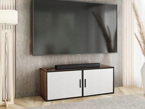 TV skříňka ROJO 2 dub Craft zlatý + bílý uzavřená TV skříňka s policí