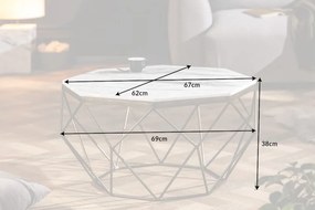 Bílý mramorový konferenční stolek Diamond 70 cm