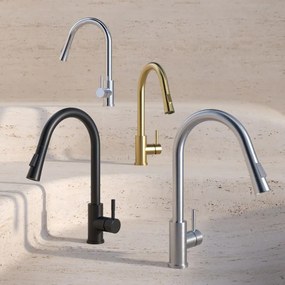 Kuchyňská dřezová baterie QUADRON JULIA s vytahovací sprchou černá matná
