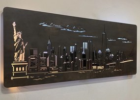 Li-Go "New York" světelný obraz s baterií 120x50cm varianta ovládání: manuál/pohybové čidlo, provedení povrchu: dub