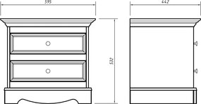 Bílý nábytek Noční stolek Belluno Elegante, dekor šedá-borovice, masiv, borovice