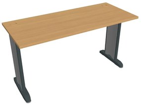 Stůl pracovní rovný 140 cm hl. 60 cm - Hobis Flex FE 1400 Dekor stolové desky: buk, Barva nohou: černá