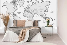 Tapeta mapa světa s šedým okrajem - 150x100 cm