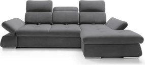 Rozkládací rohová sedačka FEMINA pravý roh šedá