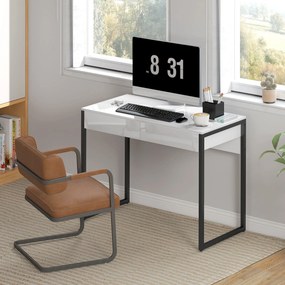 HOMCOM počítačový stůl 100 x 50 cm – ocelový rám, 2 zásuvky, kompaktní do domácí kanceláře, černý