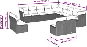13dílná zahradní sedací souprava s polštáři šedá polyratan 3218491