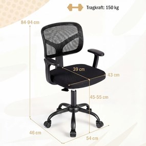 Costway Ergonomická dětská psací židle s nastavitelnou výškou a – černý