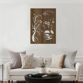 dřevo života Dřevěná dekorace na stěnu SAKURA Rozměry (cm): 60x84, Barevný vzor: Bílá