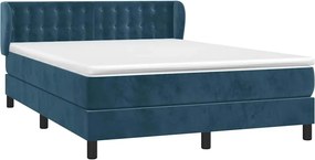 Box spring postel s matrací tmavě modrá 140x190 cm samet 3127731