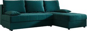 Rozkládací oboustranná sedací souprava do L VENORIA SLIM 200x143 cm, petrolejová + 2 polštářky ZDARMA
