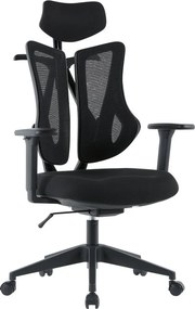 Kancelářská  ergonomická  židle MORA — síť / látka, černá