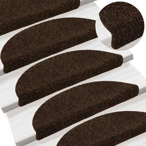 Schodové rohože samolepicí 5 ks 56 x 17 x 3 cm hnědé půlkulaté 149688