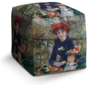 Sablio Taburet Cube Dvě sestry (Na Terase) - Pierre-Auguste Renoir: 40x40x40 cm