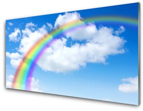 akrylový obraz Duha Nebe Mraky Příroda 120x60 cm