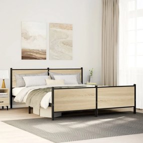 Kovový rám postele bez matrace dub sonoma 183 x 213 cm 3301365