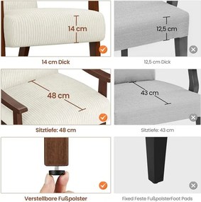 Křeslo Yaheetech – béžová, 62 cm (šířka) × 70,5 cm (hloubka) × 74 cm (výška), polyester (267499531398)